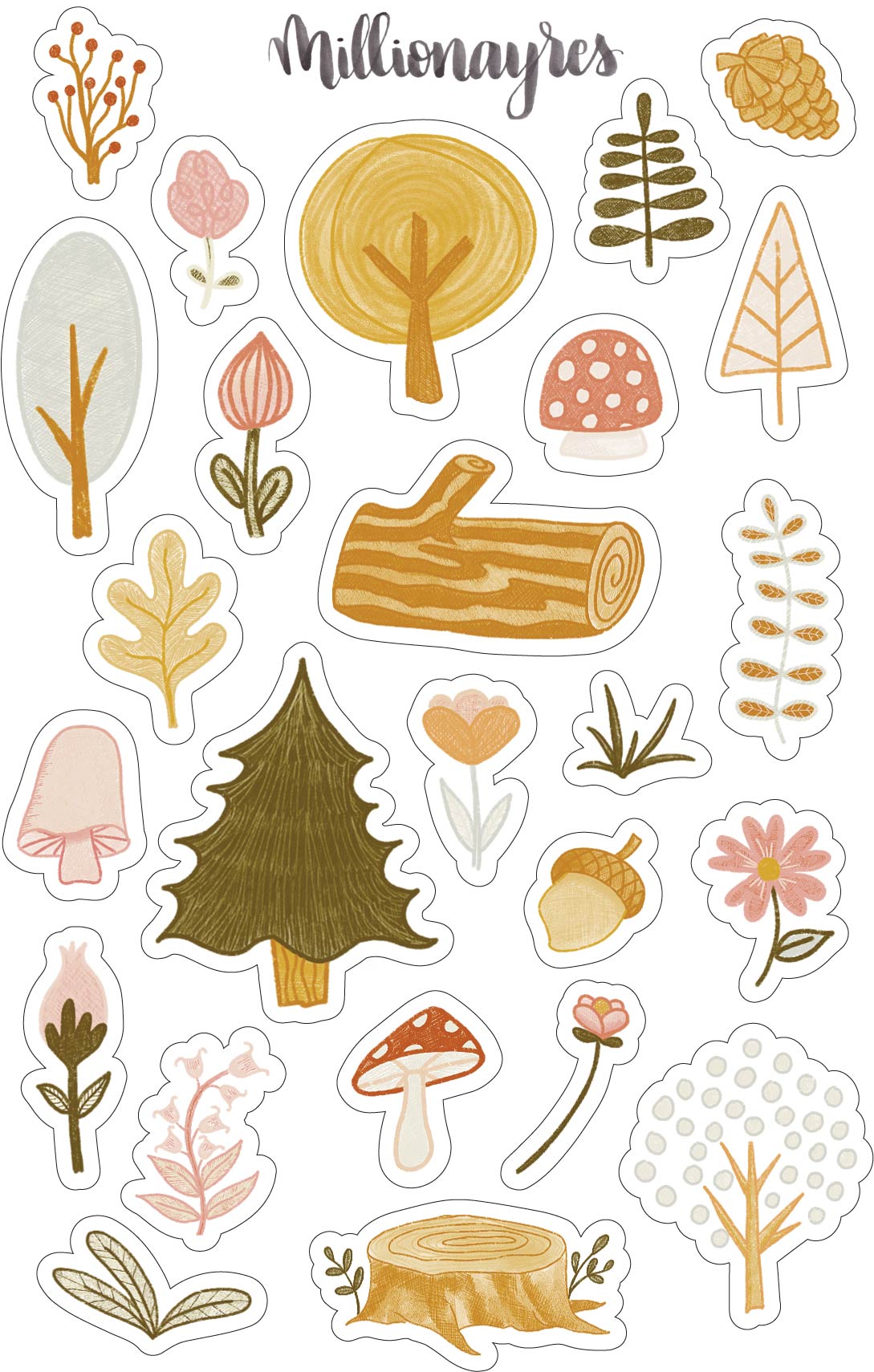 Woodland Flora Sticker Sheet – MillionAyres Handmade